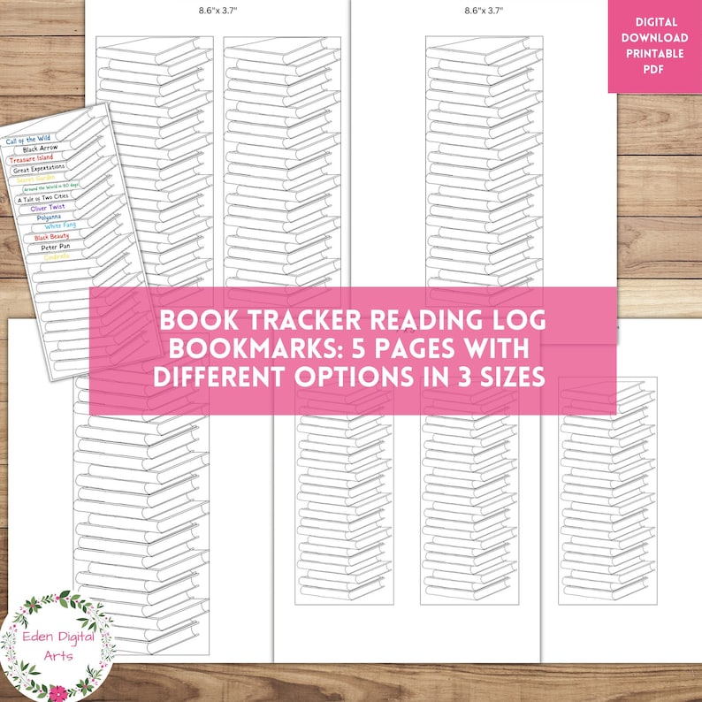 Book Stack Coloring Bookmarks Reading Tracker Log Books of - Etsy