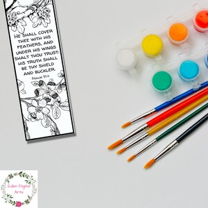 Psalm 91 KJV Bible Verse Coloring Bookmarks, Birds Floral Scripture ...