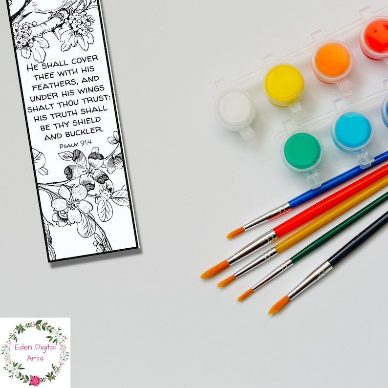 Psalm 91 KJV Bible Verse Coloring Bookmarks Birds Floral | Etsy