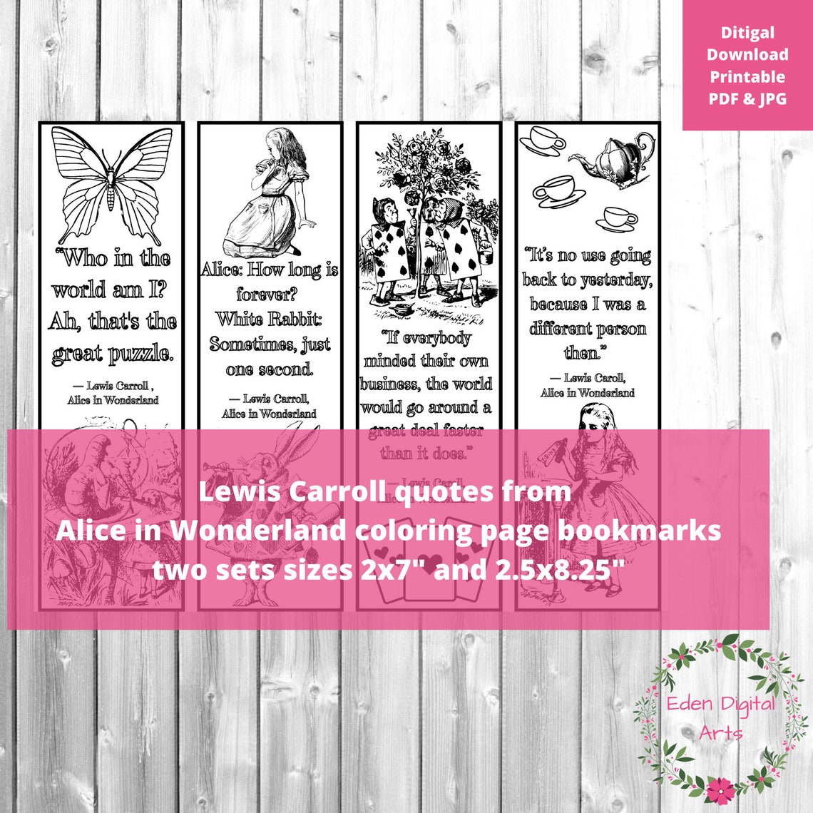 Alice's Adventures in Wonderland Coloring Bookmarks | Etsy