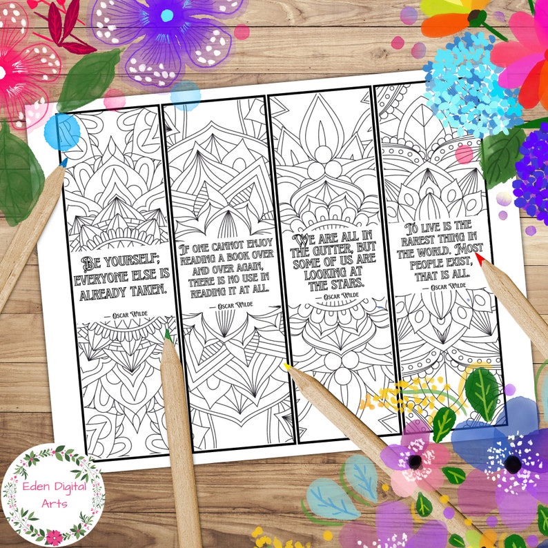Oscar Wilde Quotes Mandala Coloring Bookmarks Book Club - Etsy