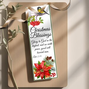 Christmas Bible Verse Bookmarks With Birds Printable Scripture Blessing ...