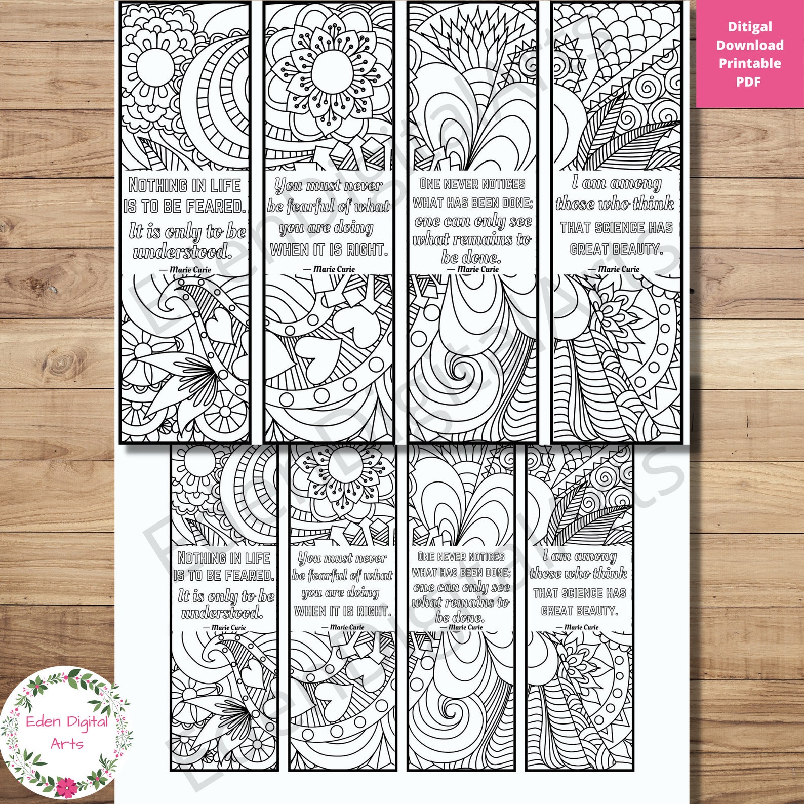 Marie Curie Quotes Coloring Bookmarks Women in Science Class - Etsy