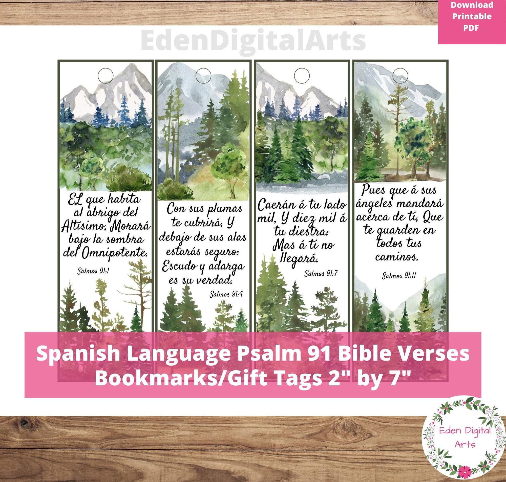 Spanish Psalm 91 Bookmarks Prayer of Protection Printable Bible Verse Cards Scripture Baptism ...