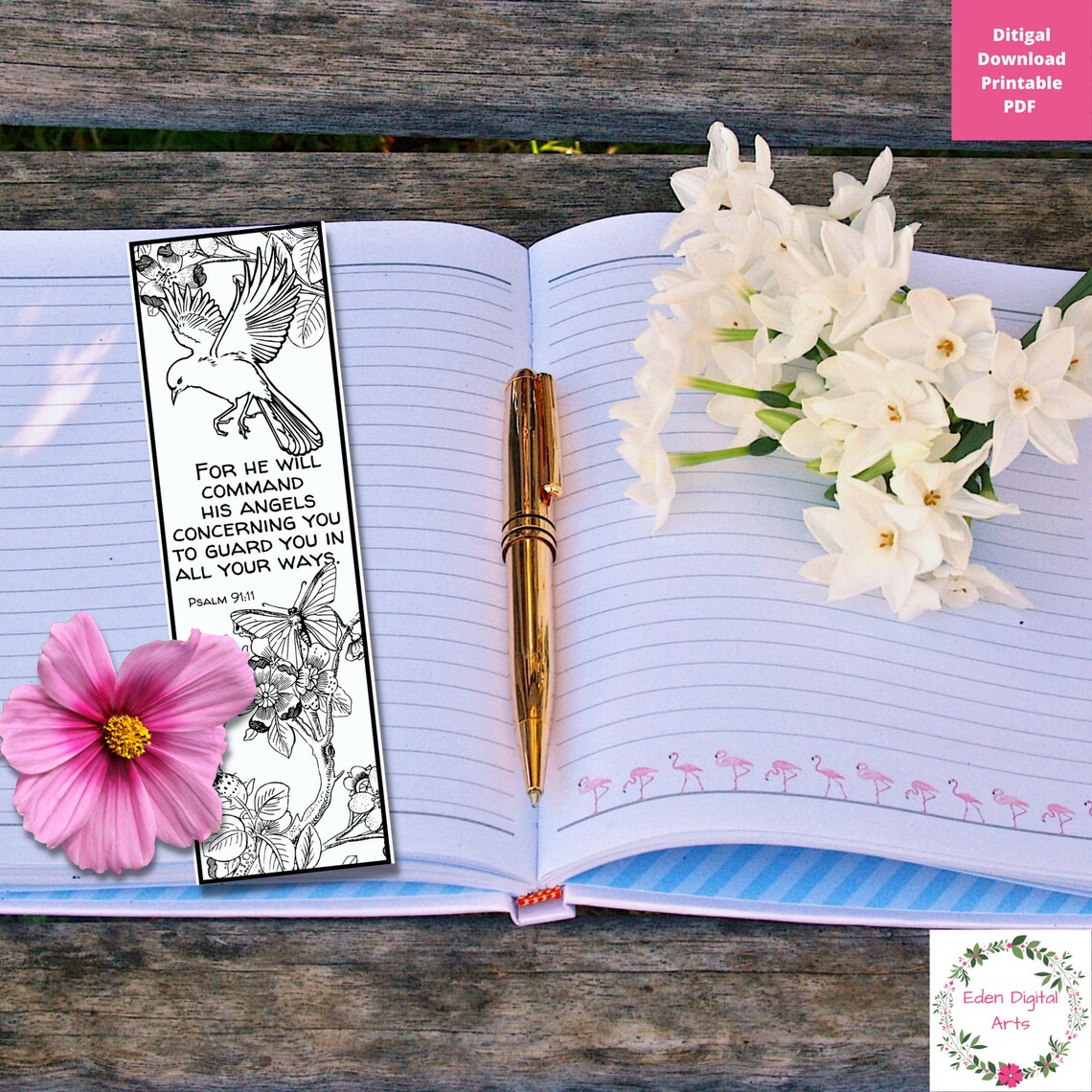 Psalm 91 ESV Bible Verse Coloring Bookmarks Birds Floral - Etsy
