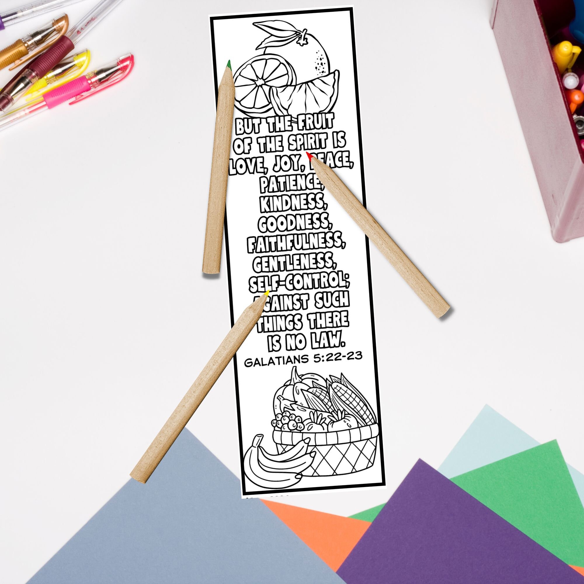 Fruit of the Spirit Bookmarks to Color Galatians 5 Bible Verses ...