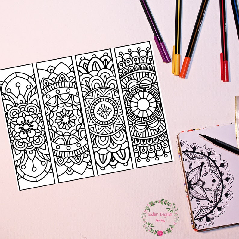 Mandala Coloring Bookmarks Page for Teens and Adults Printable - Etsy