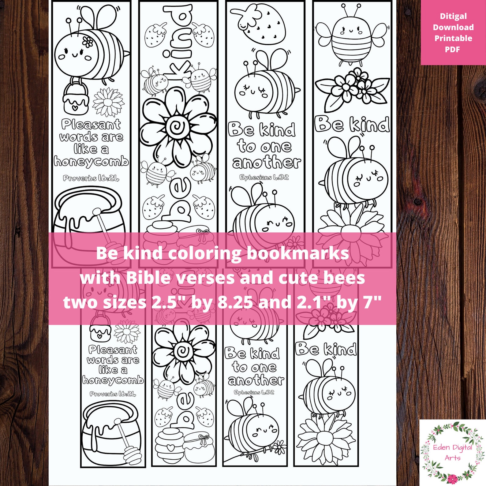 Be Kind Bible Verse Coloring Bookmarks for Kids With Cute - Etsy
