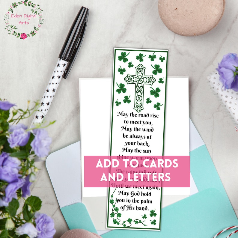 Old Irish Blessing Bookmarks, Celtic Cross Prayer Cards, St Patrick's ...