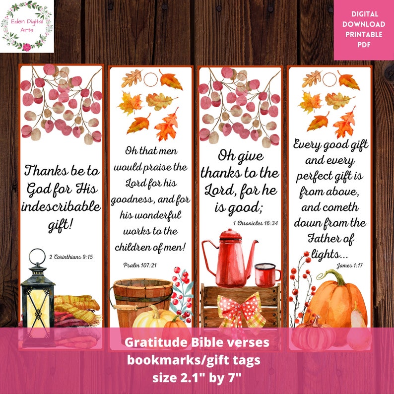 Gratitude Bible Verse Bookmarks Gift Tags Thanksgiving - Etsy