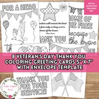 Happy Veterans Day Card, Veterans Day Thank You Card, Coloring ...