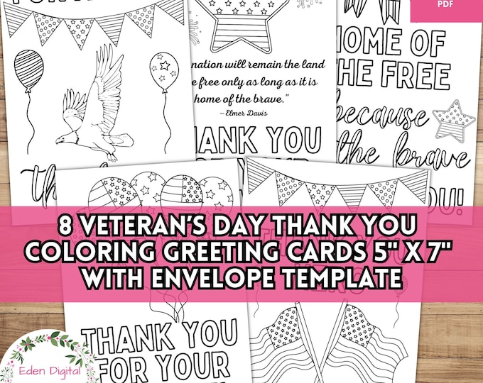 Thank A Veteran Thank You Card for Veteran Service Member Printable ...