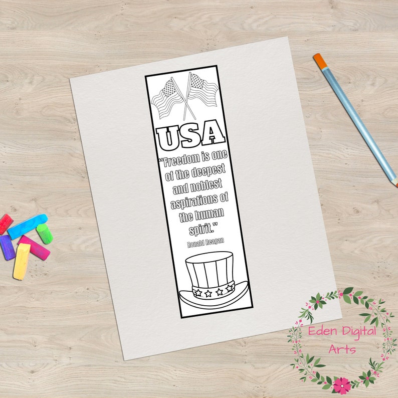 American Patriotic Quotes Coloring Bookmarks Classroom - Etsy