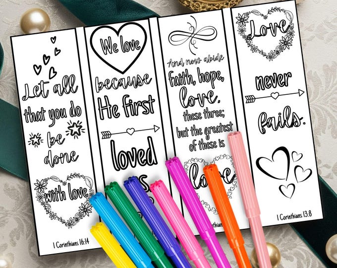 Color Your Bookmarks Love Bible Verses & Cute Animals Christian ...