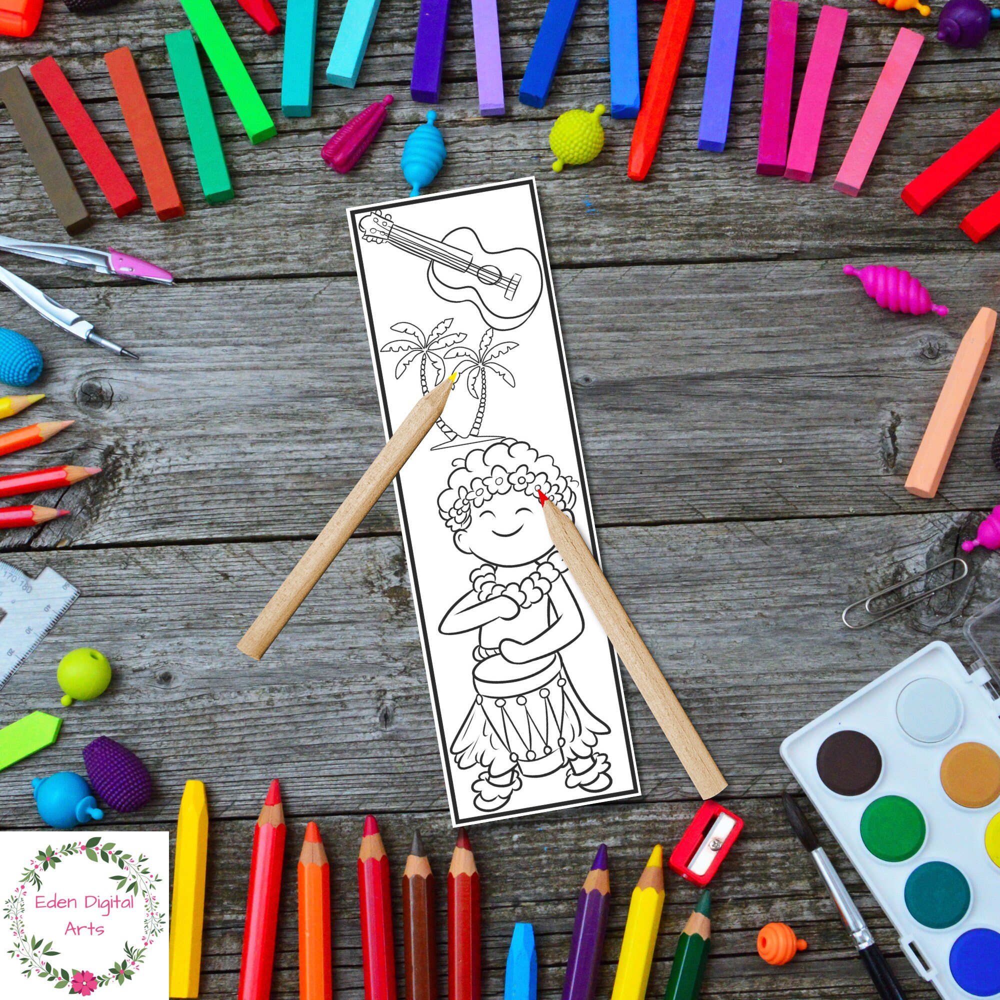 Hawaiian Tropical Luau Party Coloring Bookmarks Hula Dancers - Etsy