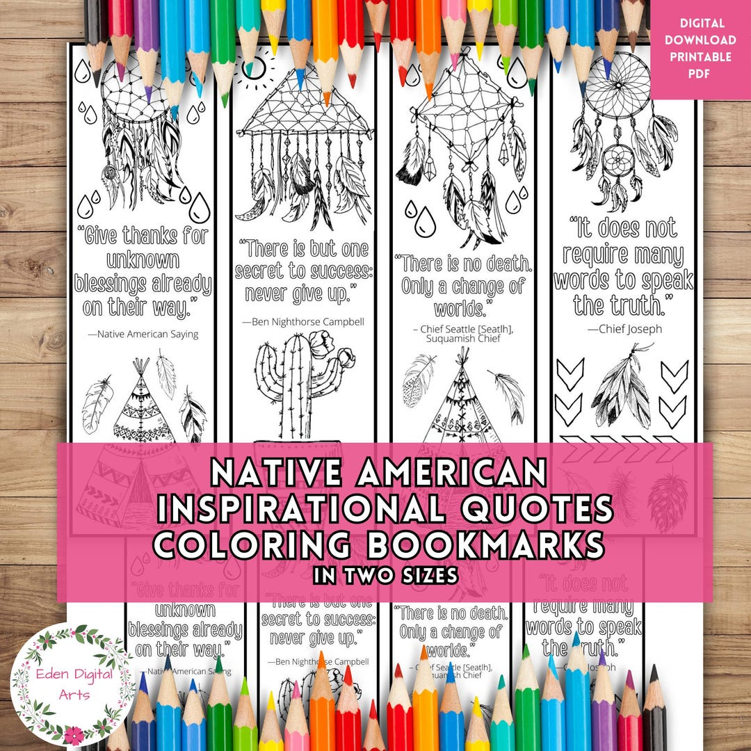 Native American Quotes Coloring Bookmarks Indigenous People Day Craft ...
