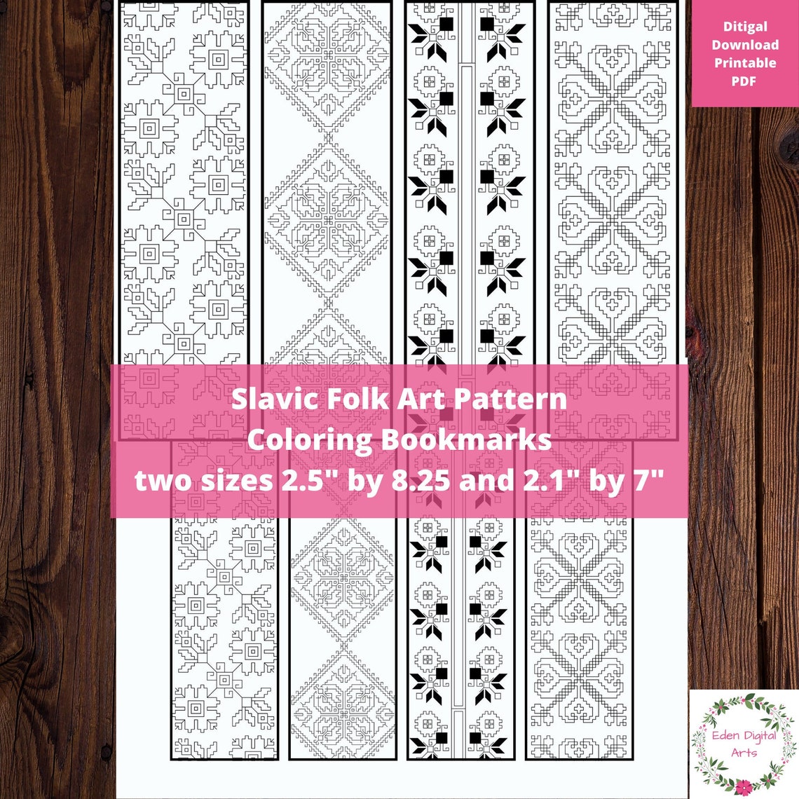 Slavic Folk Art Pattern Coloring Bookmarks Cultural Craft | Etsy