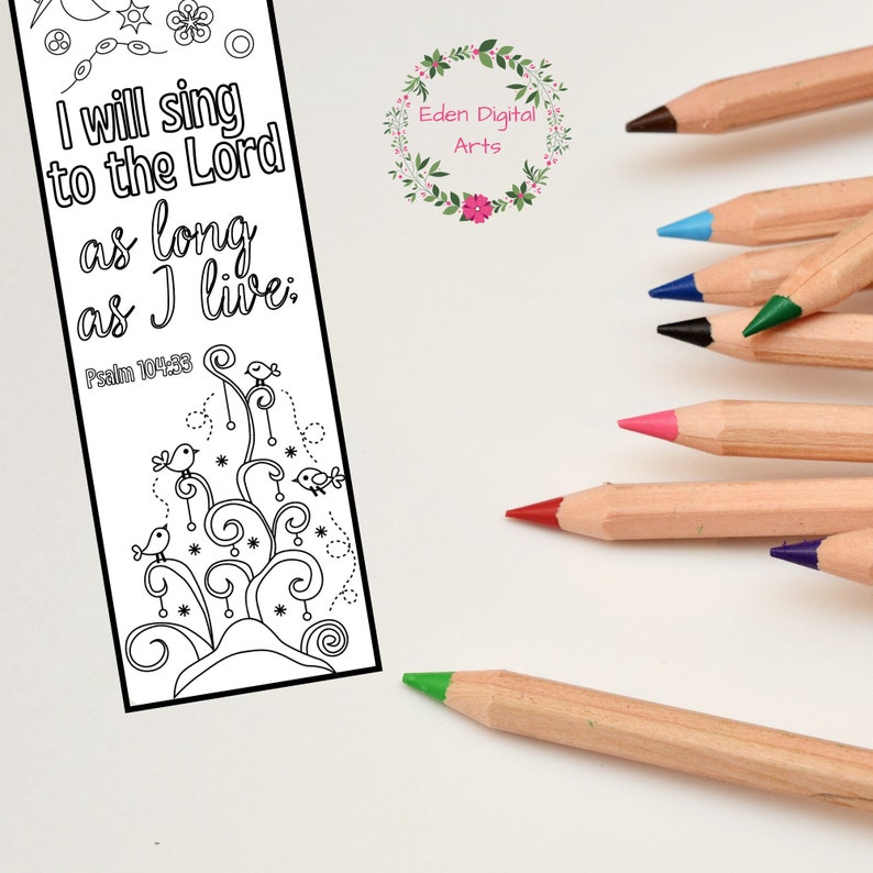 Worship Psalms Bible Verse Coloring Bookmarks With Whimsical - Etsy