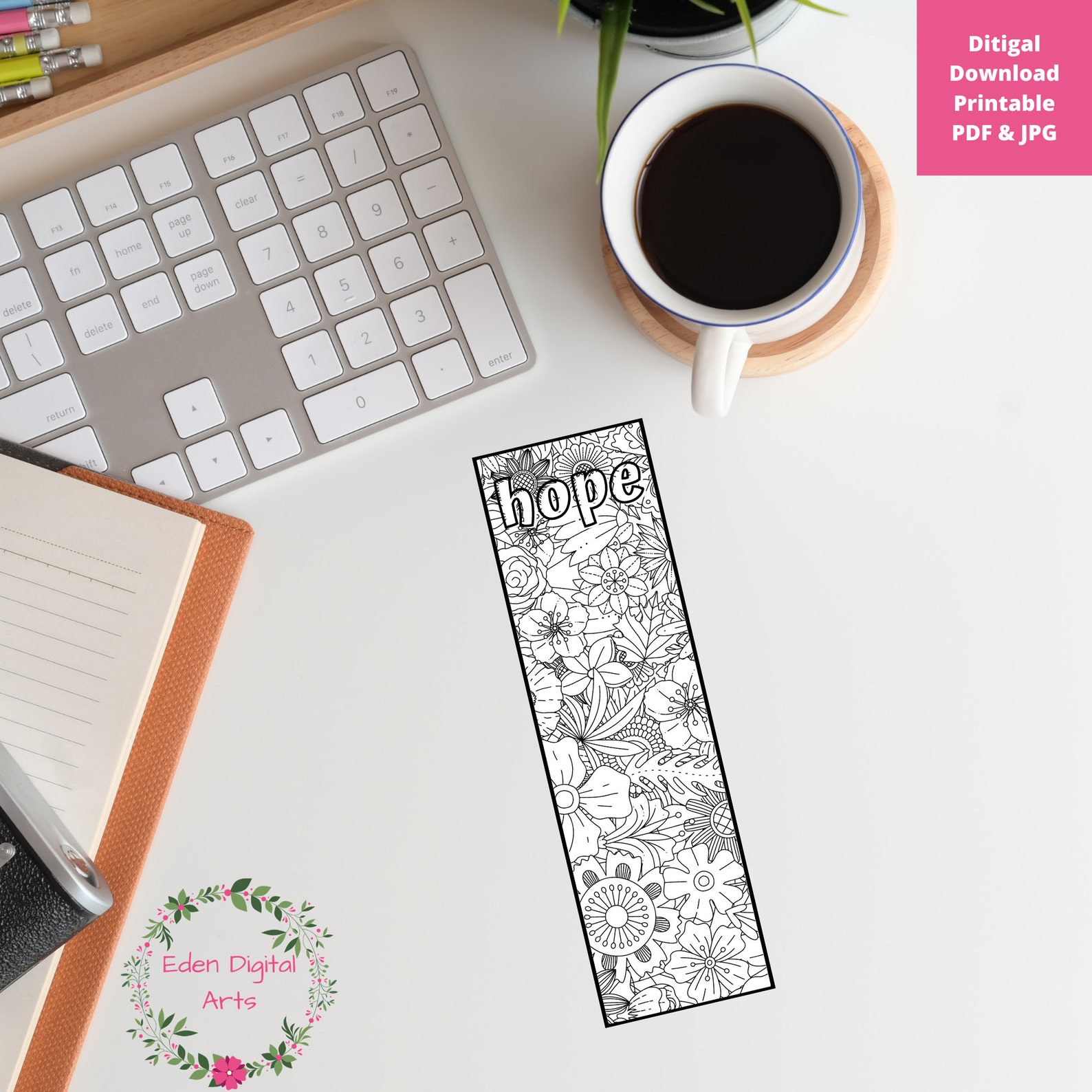 Floral Coloring Bookmarks With Inspirational Words - Etsy