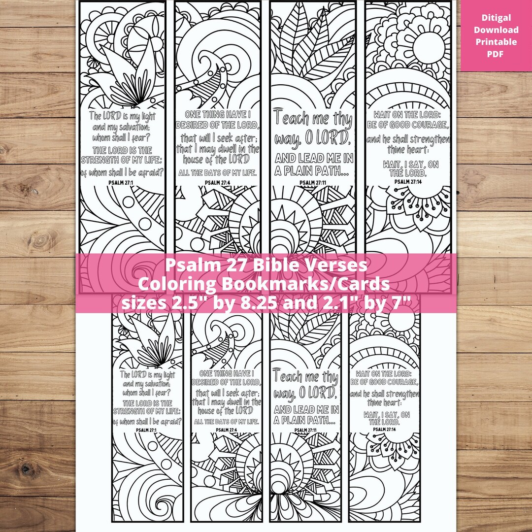 Psalm 27 Coloring Bible Verse Bookmarks KJV Scripture - Etsy