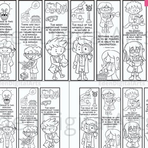Famous Scientists Quotes Coloring Bookmarks for Kids, Back to School ...