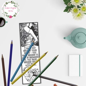 Wuthering Heights Quotes Coloring Bookmarks, Emily Bronte Book Club ...