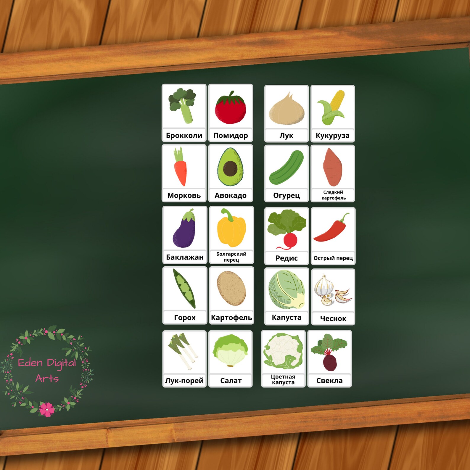Russian Language Vegetables Food Flash Cards Montessori - Etsy