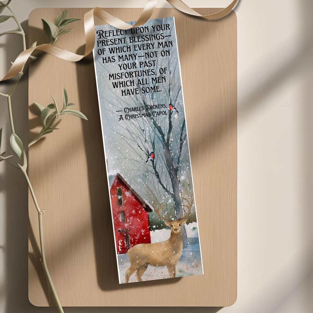 Christmas Carol Dickens Quotes Bookmarks Watercolor Snowy Winter ...