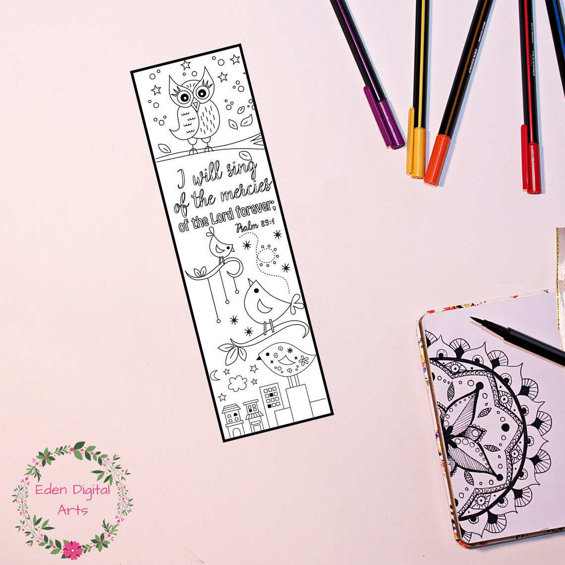 Worship Psalms Bible Verse Coloring Bookmarks With Whimsical - Etsy