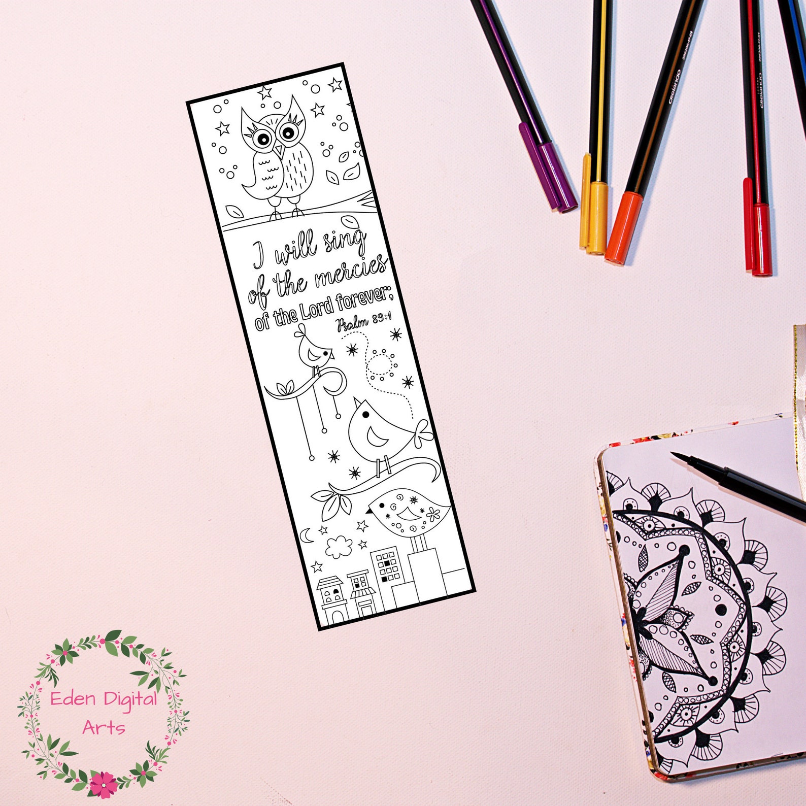 Worship Psalms Bible Verse Coloring Bookmarks With Whimsical - Etsy