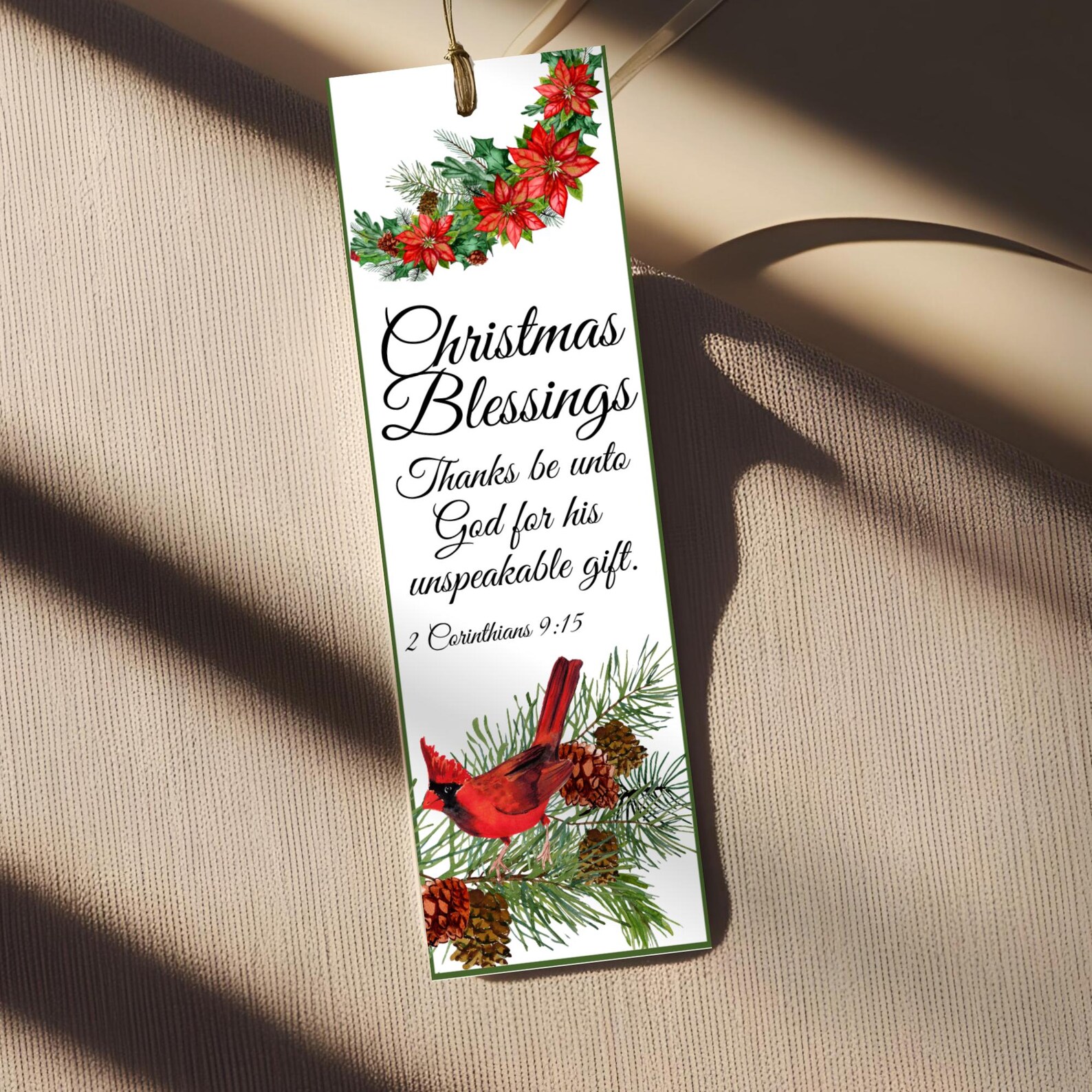 Christmas Bible Verse Bookmarks With Birds Printable Scripture Blessing ...