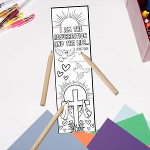 Color Your Bookmarks Easter Bible Verse for Kids, John 11:25 ...