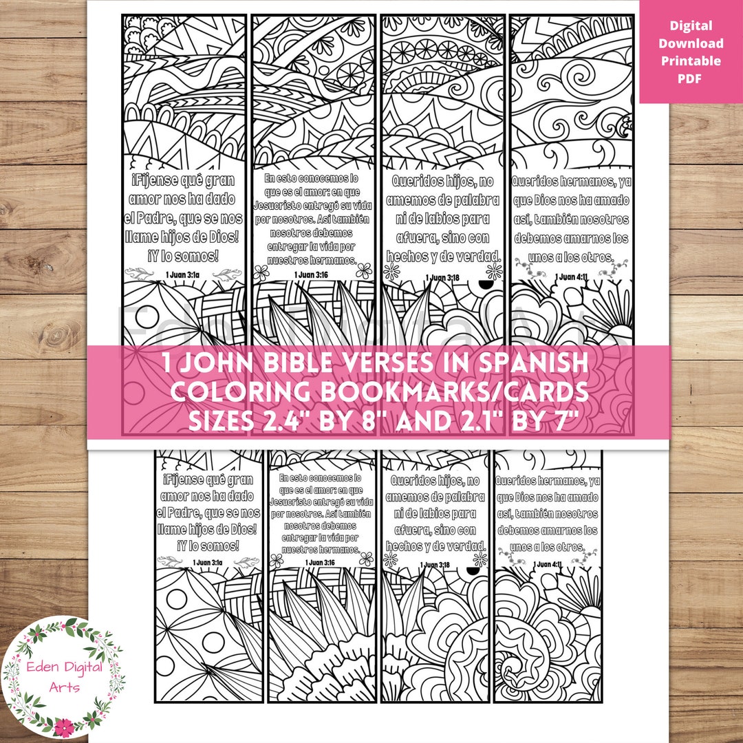 Spanish Bible Verses Coloring Bookmarks, 1 John Juan Espanol, Doodle ...