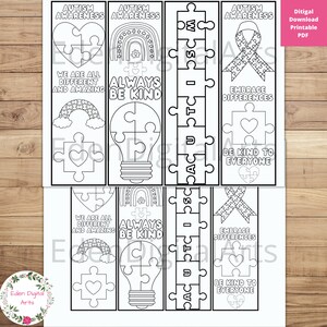 Autism Awareness Coloring Bookmarks for Kids Acceptance & | Etsy