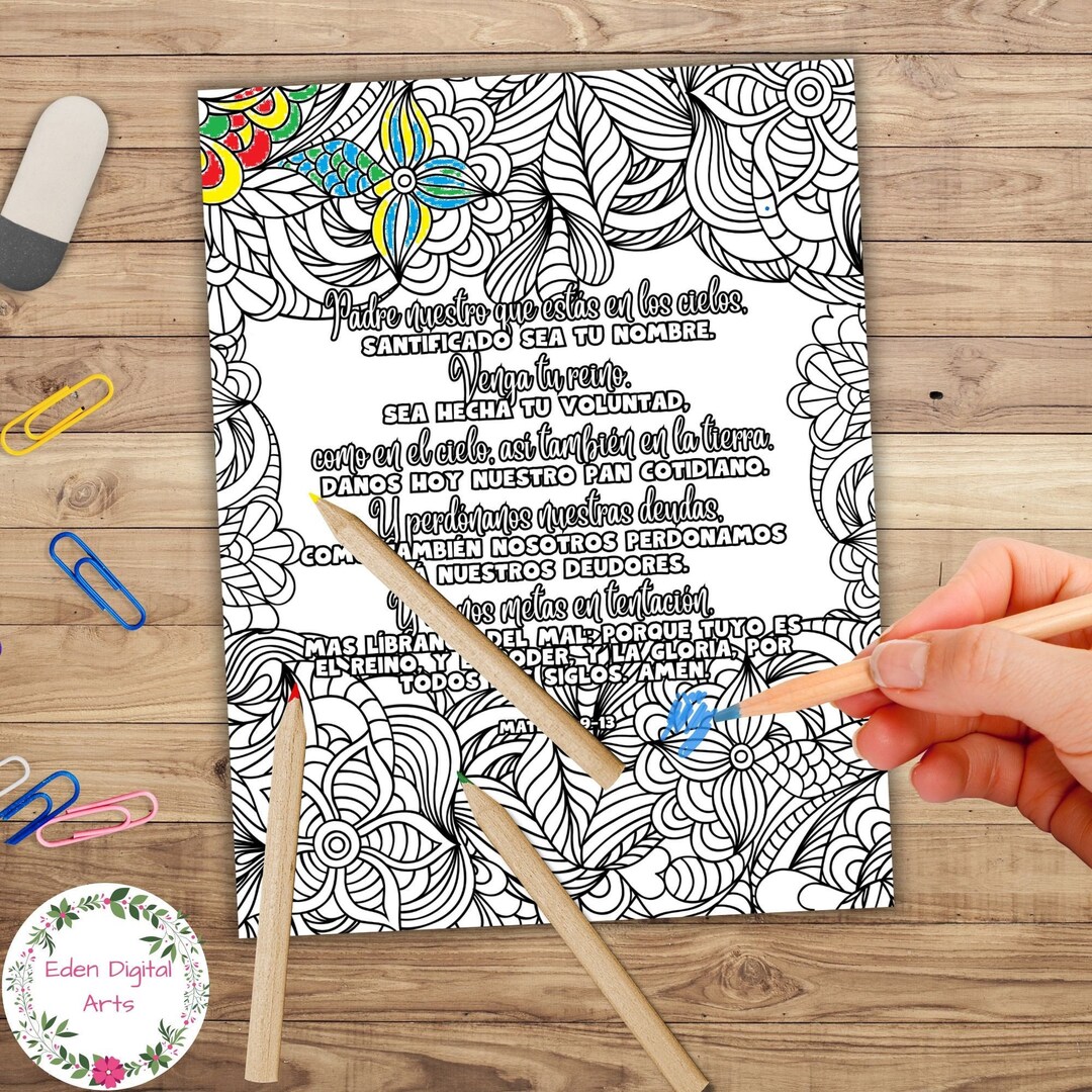 Spanish Lord's Prayer Bible Verses Doodle Coloring Pages for ...