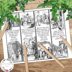 Christmas Carol Quotes Coloring Bookmarks Charles Dickens Book Club ...