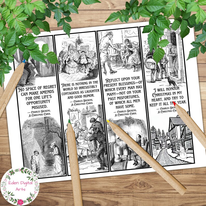 Christmas Carol Quotes Coloring Bookmarks Charles Dickens Book Club ...