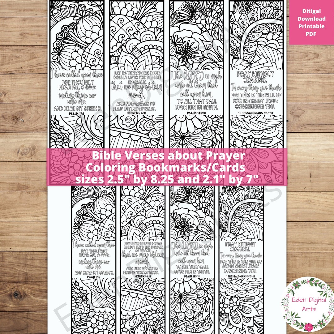 Prayer Scripture Coloring Bookmarks, KJV Bible Verses About Praying ...
