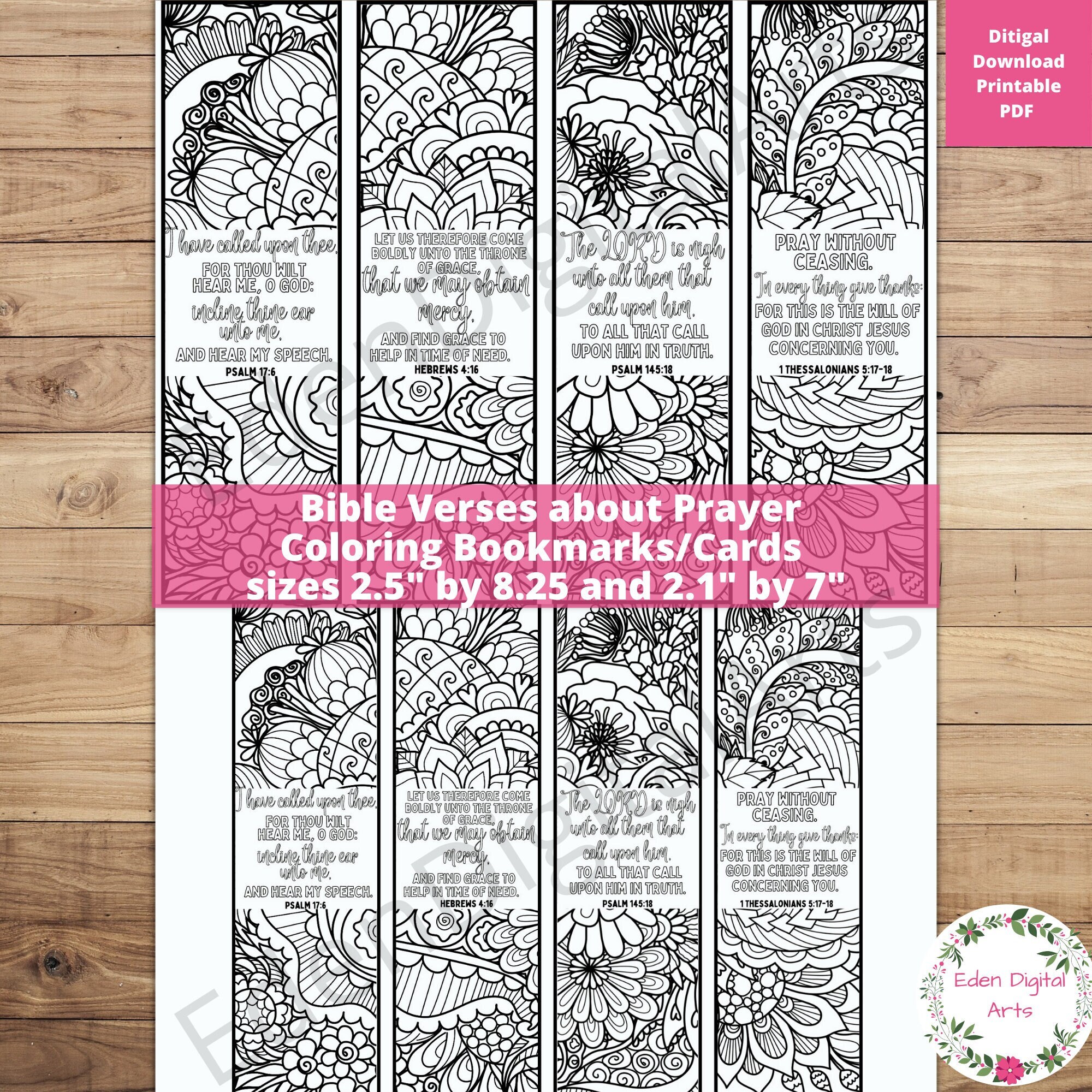 Prayer Scripture Coloring Bookmarks KJV Bible Verses About - Etsy