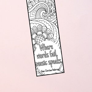 Inspirational Music Quotes Coloring Bookmarks, Zentangle Doodles ...