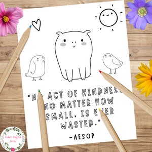 Kindness Quotes Posters and Coloring Pages Set, Be Kind Friend School ...