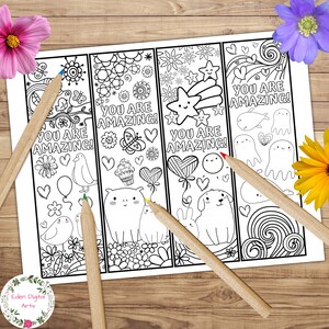 Acts of Kindness Coloring Bookmarks for Kids, Encouraging Whimsical ...