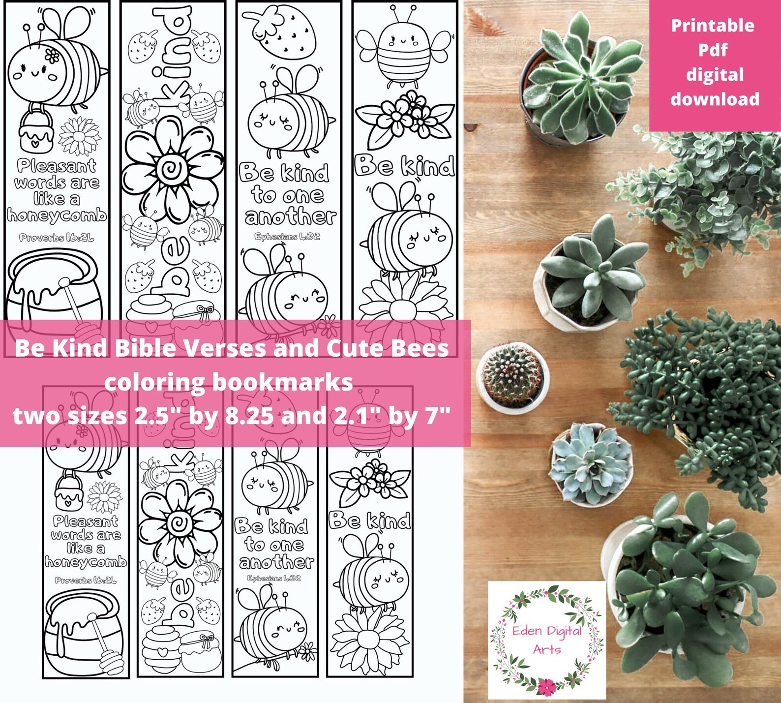 Be Kind Bible Verse Coloring Bookmarks for Kids With Cute - Etsy