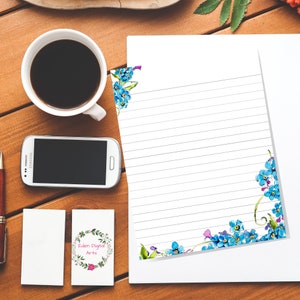 Forget Me Not Writing Paper Printable Stationery Lined and - Etsy