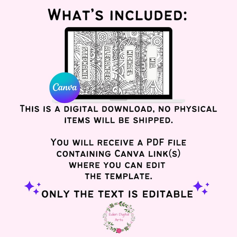 Editable Names Coloring Bookmarks Doodle Color Your Custom Personalized ...