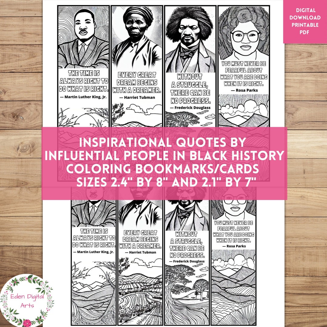 Black History Month Influential People Quotes Coloring Bookmarks ...