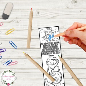 Daniel in the Lions Den Story Bible Verse Coloring Bookmarks for Kids ...