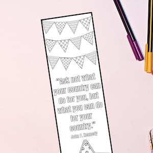 American Patriotic President Quotes Coloring Bookmarks USA Classroom ...