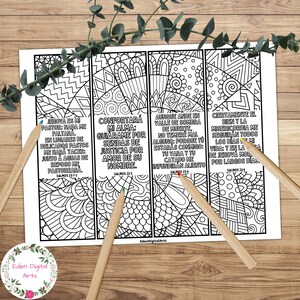 Spanish Psalm 23 Bible Verses Coloring Bookmarks En Espanol, Doodle ...