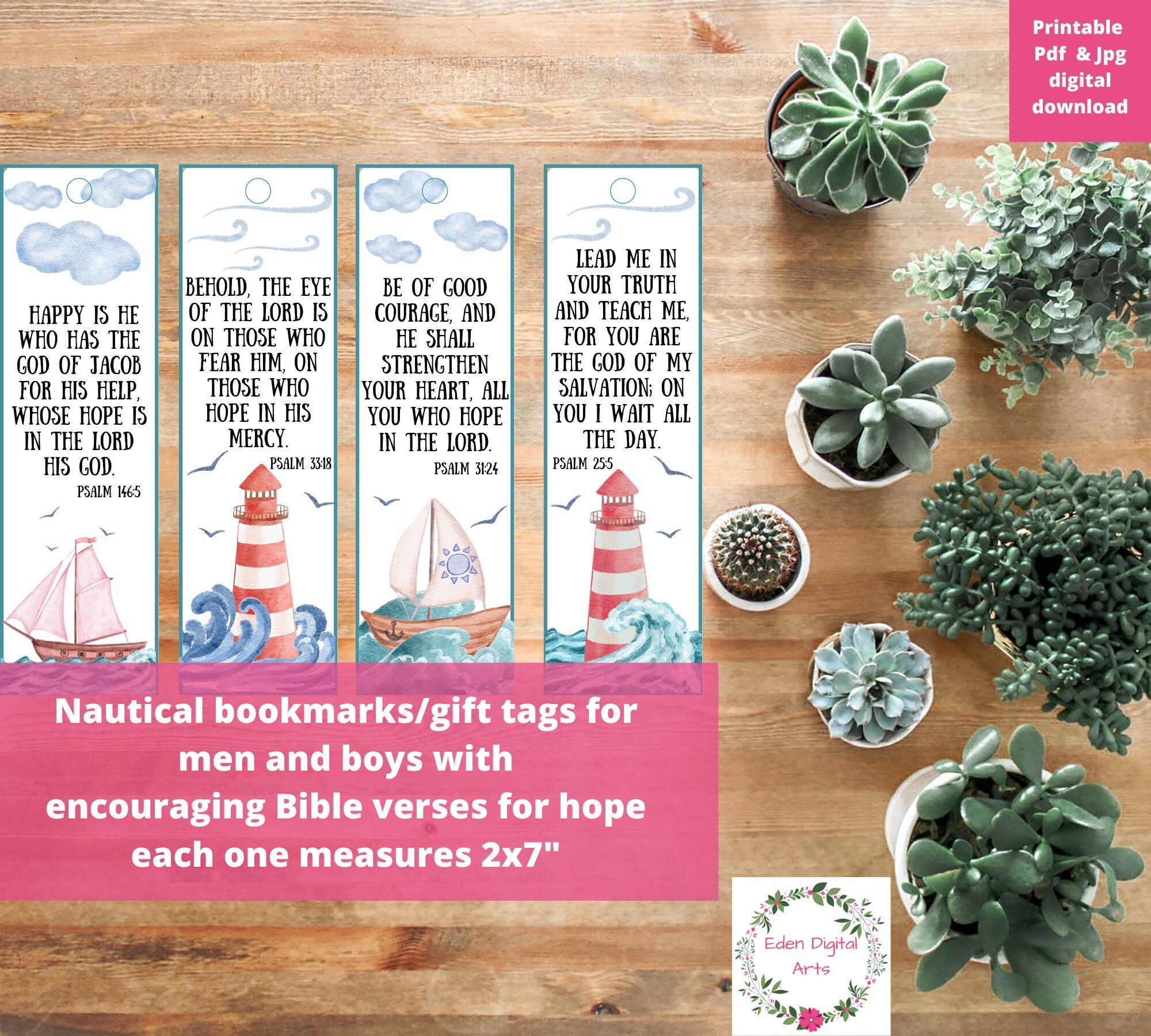 Bible Verse Bookmarks for Men Boys Nautical Scripture Gift Tags ...